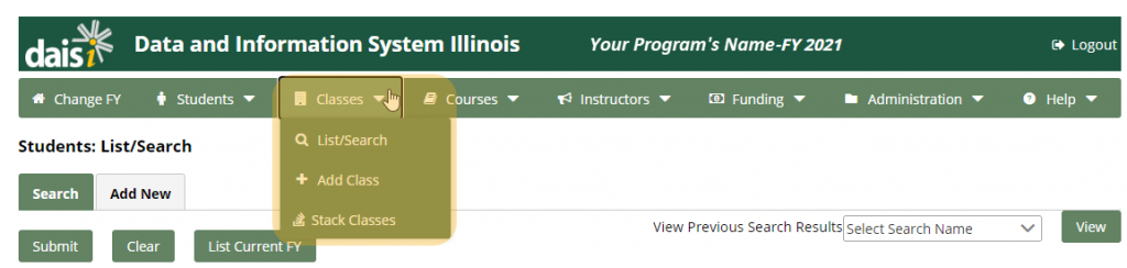 Classes – DAISI 2.0 User Guide