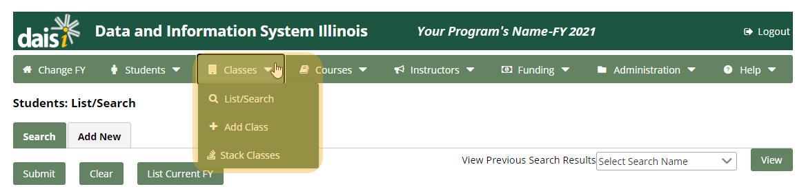 Classes – DAISI 2.0 User Guide